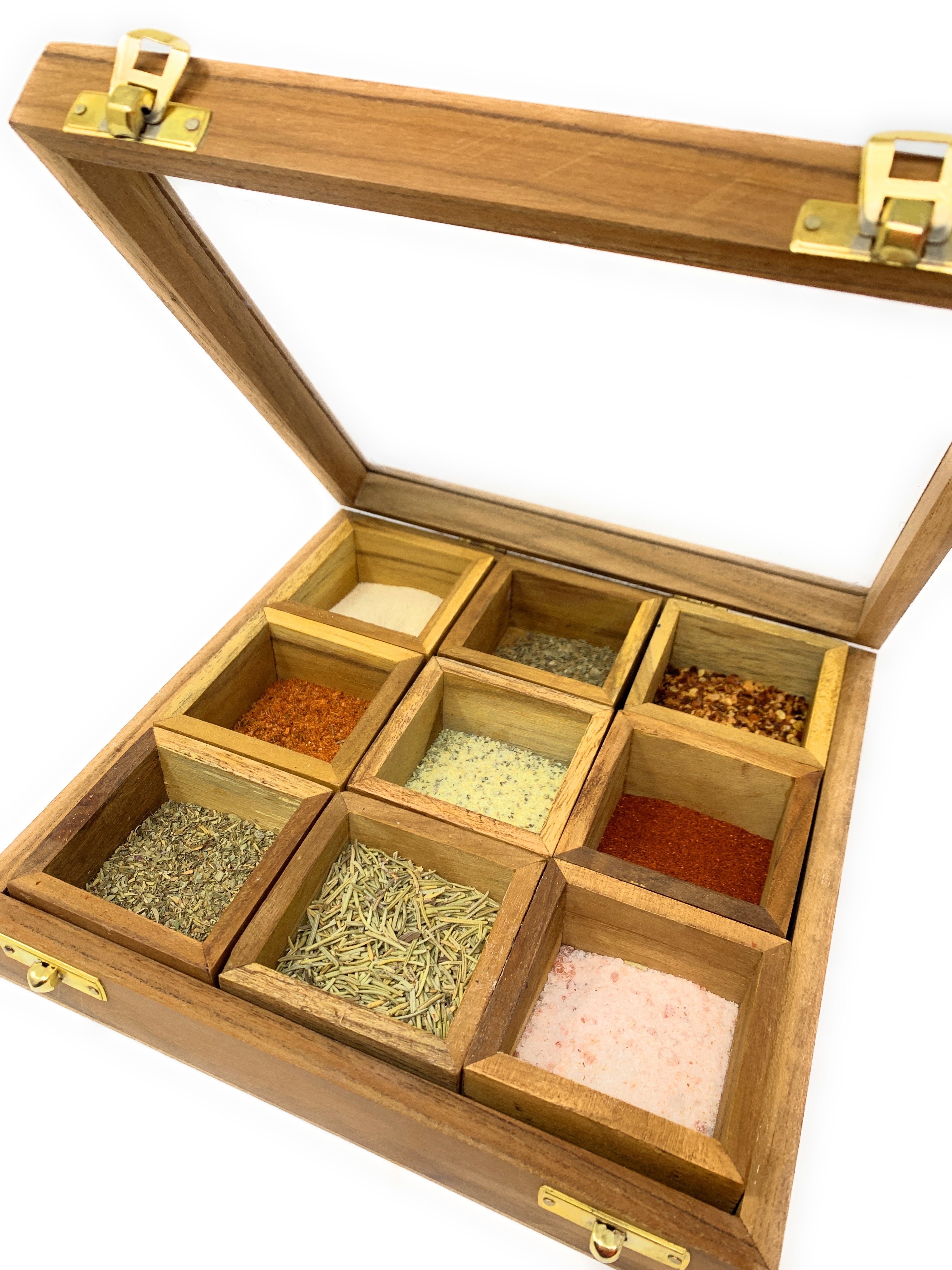 Utililty spice box Wooden spice organizer Space saving spice organizin ...
